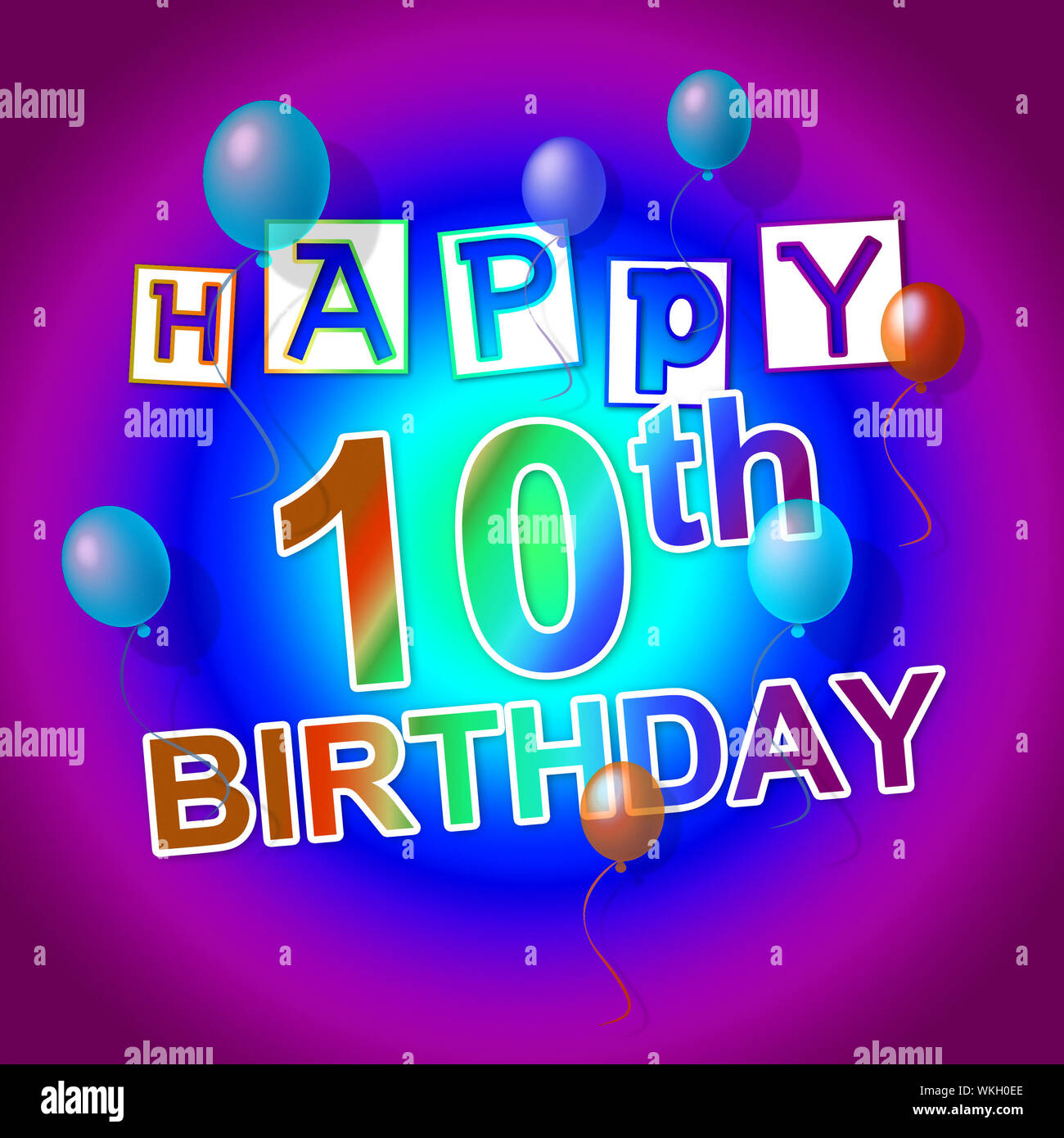 Happy Birthday Representing Party 10Th And Congratulations Stock Photo ...