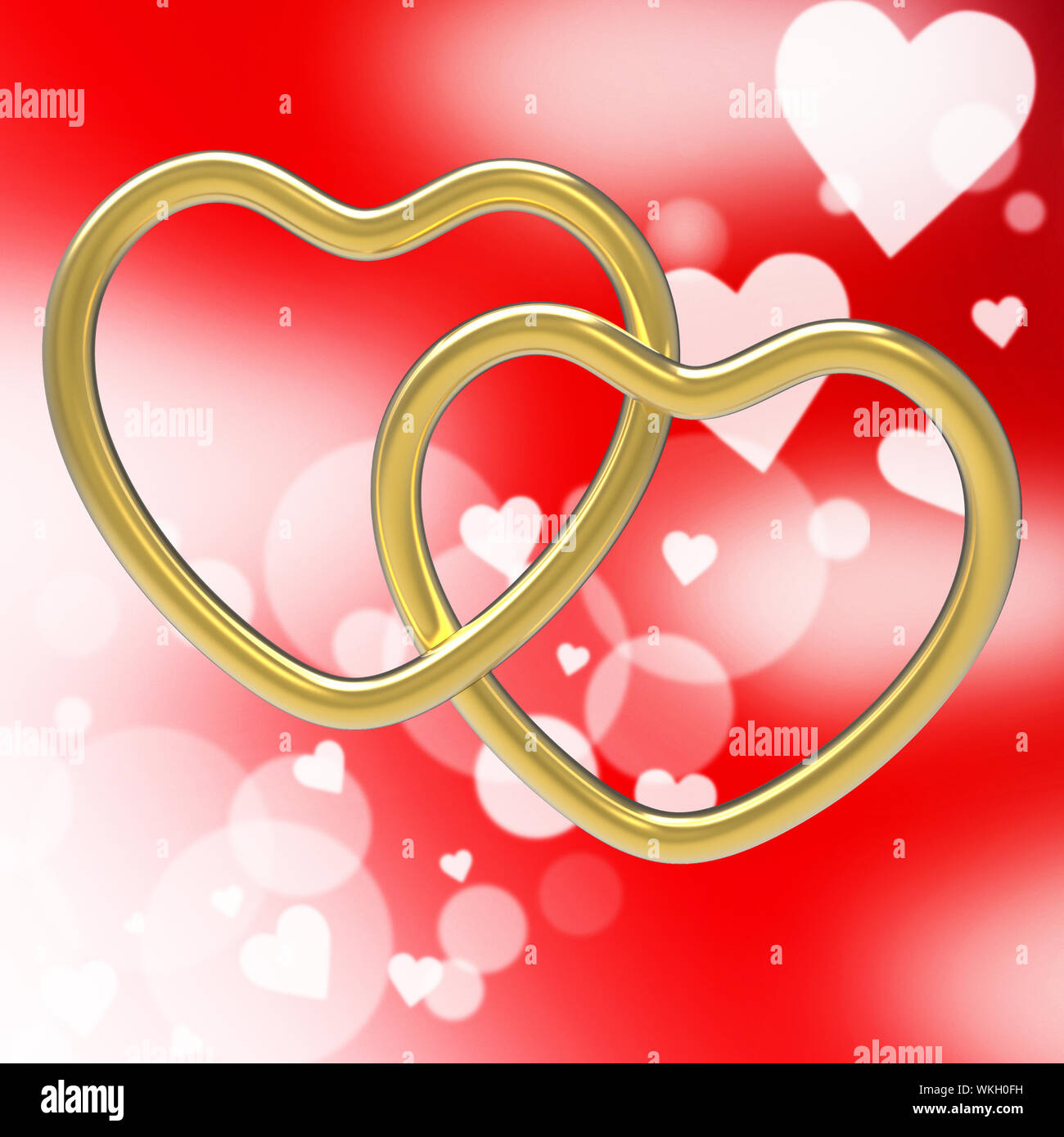 Wedding Rings Indicating Heart Shapes And Relationship Stock Photo - Alamy