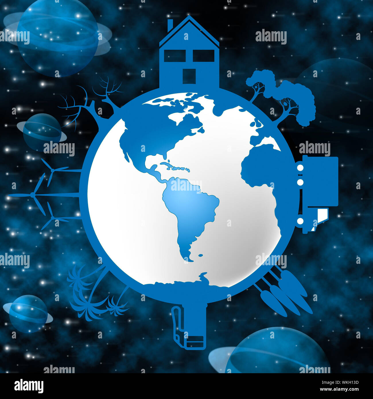 Planets World Representing Earth Friendly And Globalization Stock Photo ...