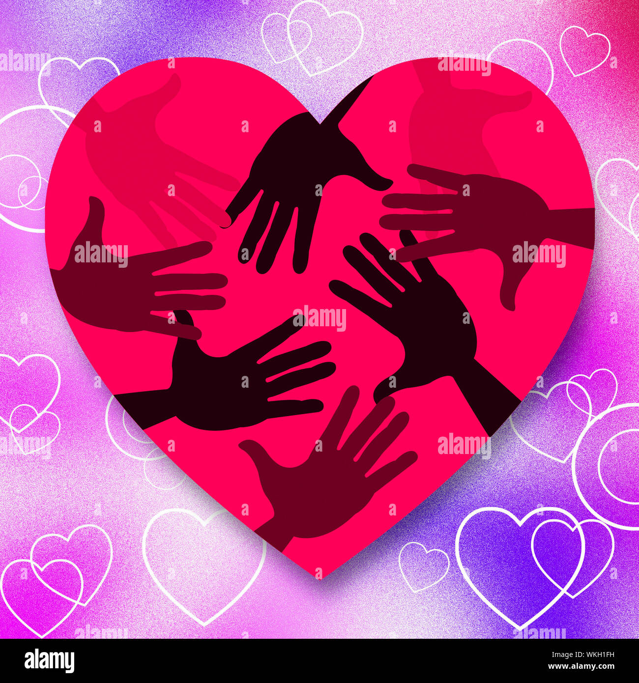 Pink Hands Representing Valentines Day And Palm Stock Photo - Alamy