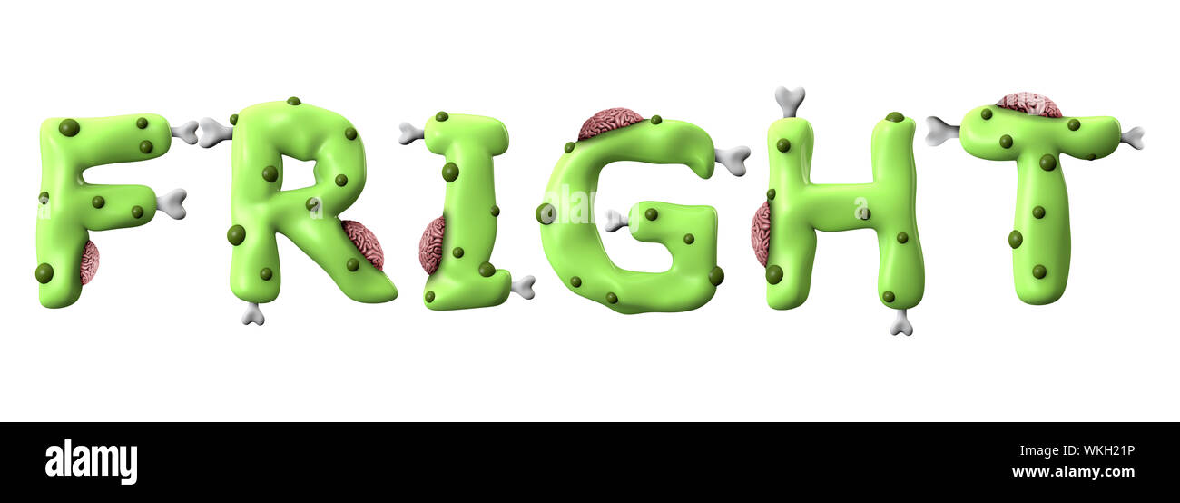 Fright halloween word made from green zombie lettering Stock Photo - Alamy