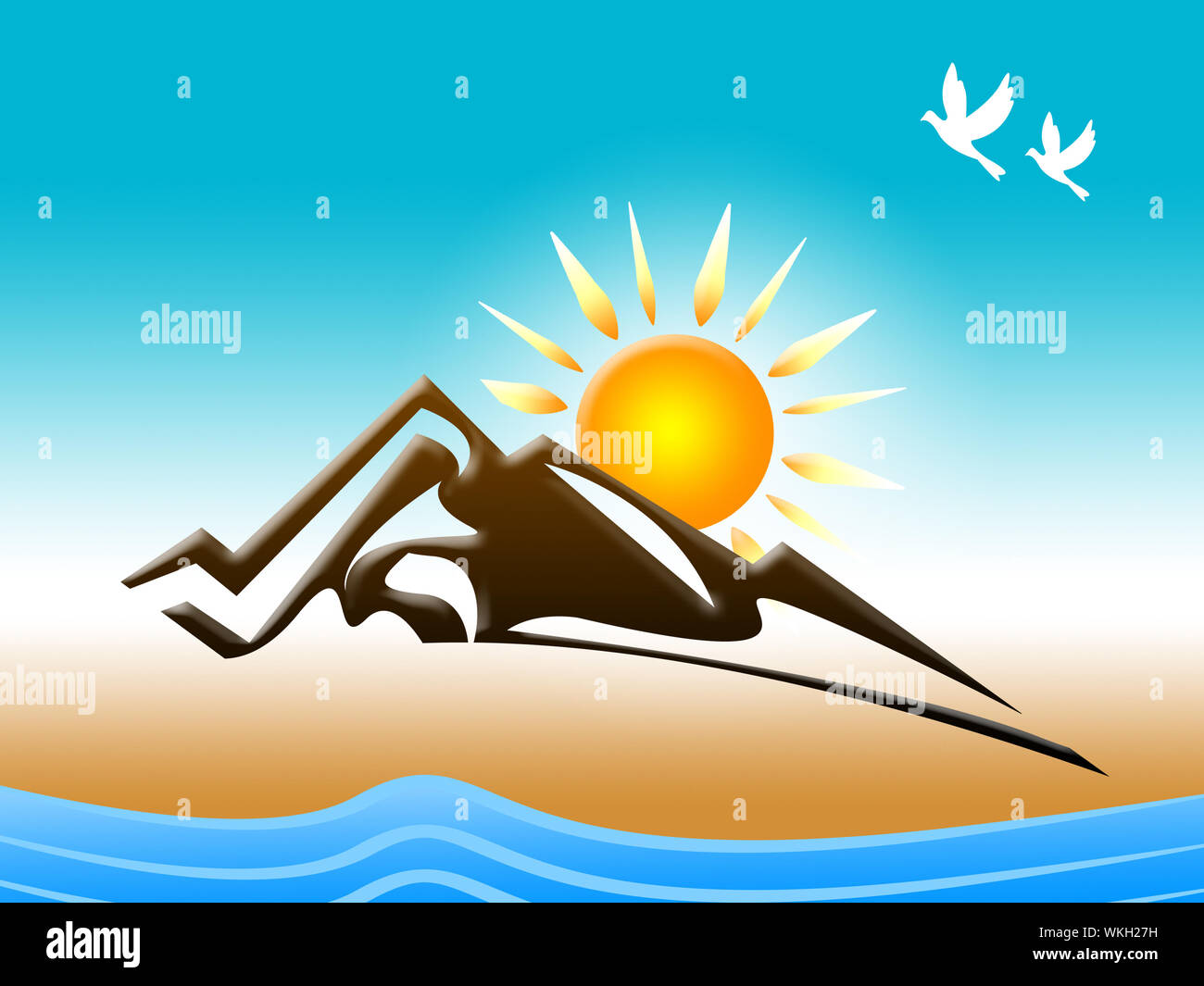 Snow Mountain Indicating Flock Of Birds And Flock Of Birds Stock Photo ...