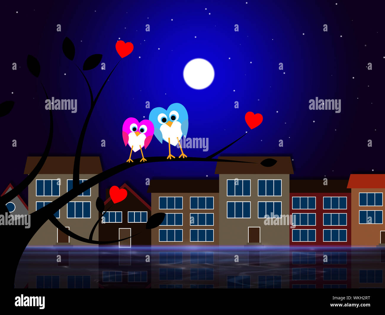 Moon Houses Indicating Moonlight Evening And Lunar Stock Photo - Alamy