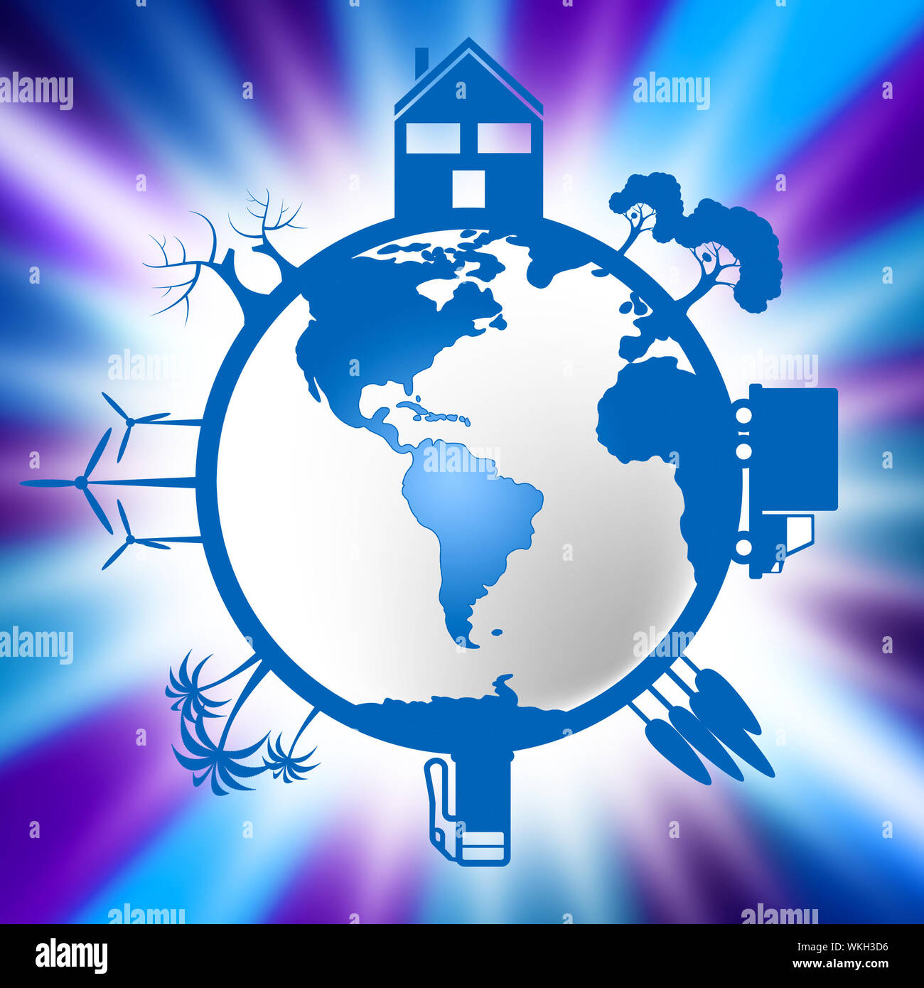Global Rays Representing Earth Friendly And Globalization Stock Photo ...