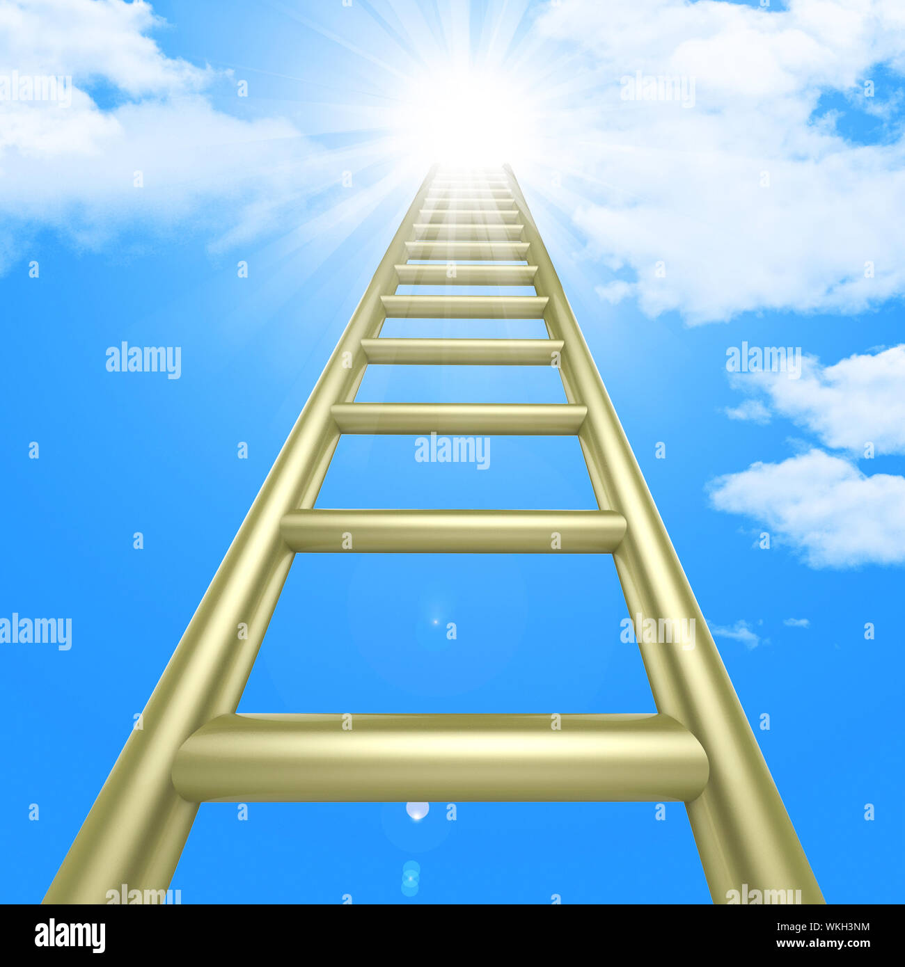 Ladders Sky Showing Upward Steps And Improvement Stock Photo - Alamy