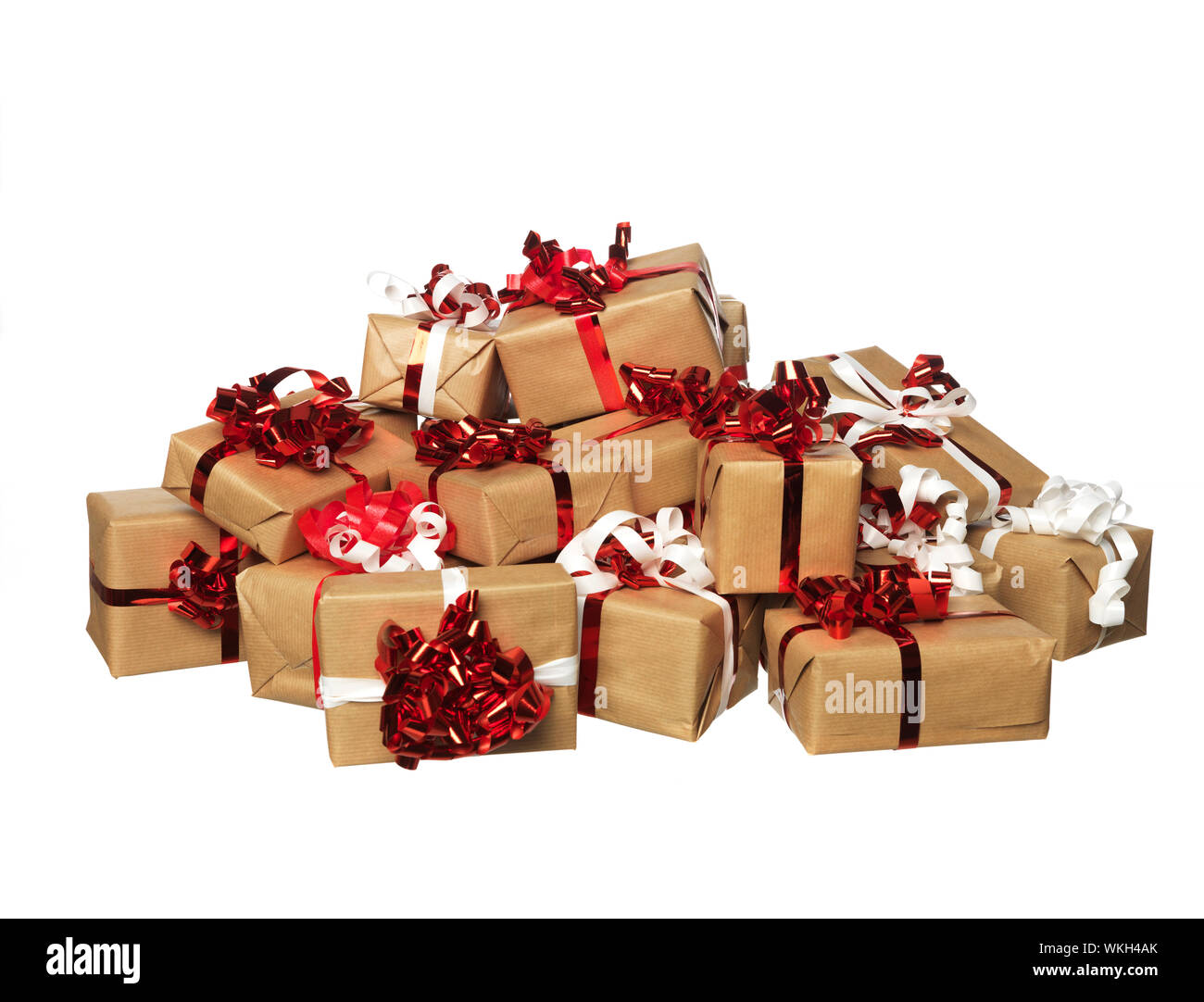 christmas presents in a bunch Stock Photo - Alamy