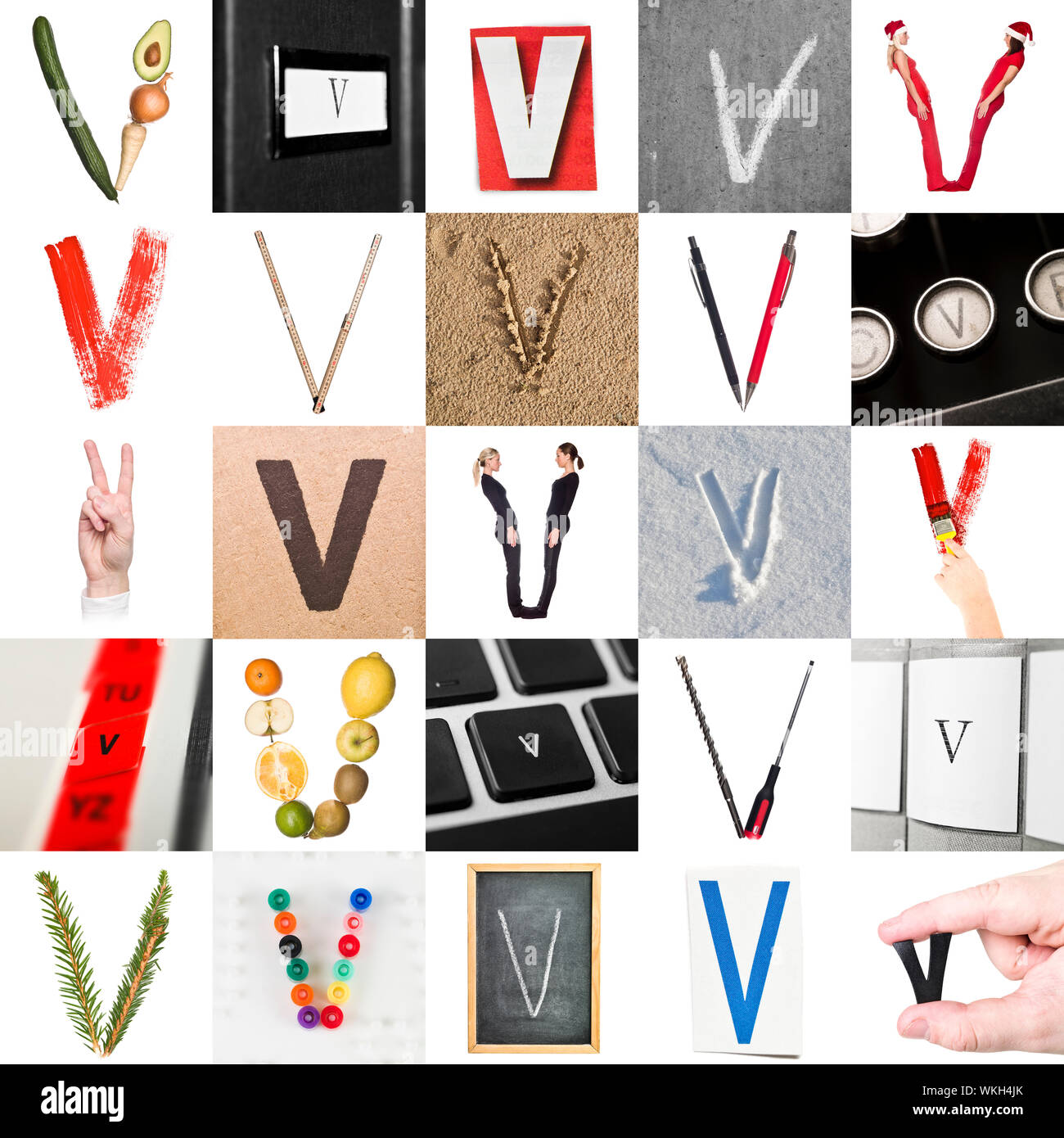 Collage of images with letter V Stock Photo - Alamy