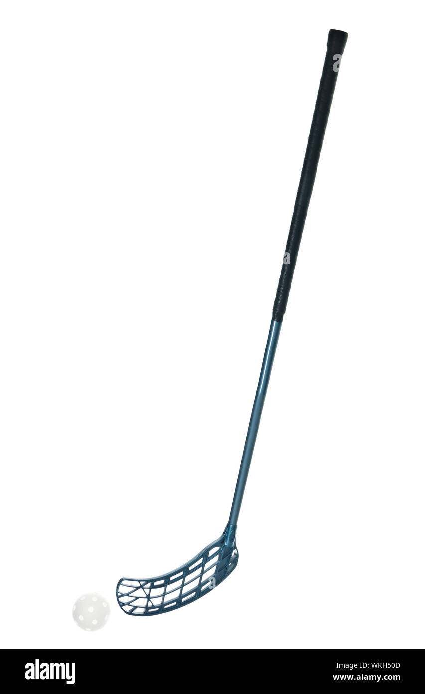 Floorball stick and ball isolated on white background Stock Photo - Alamy