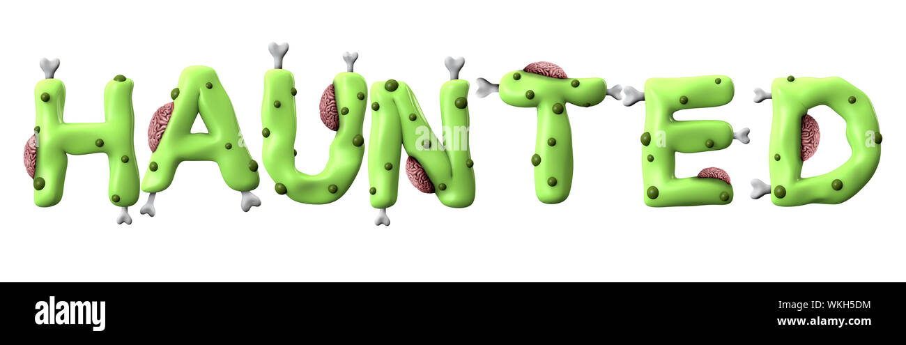 Haunted halloween word made from green zombie lettering Stock Photo - Alamy