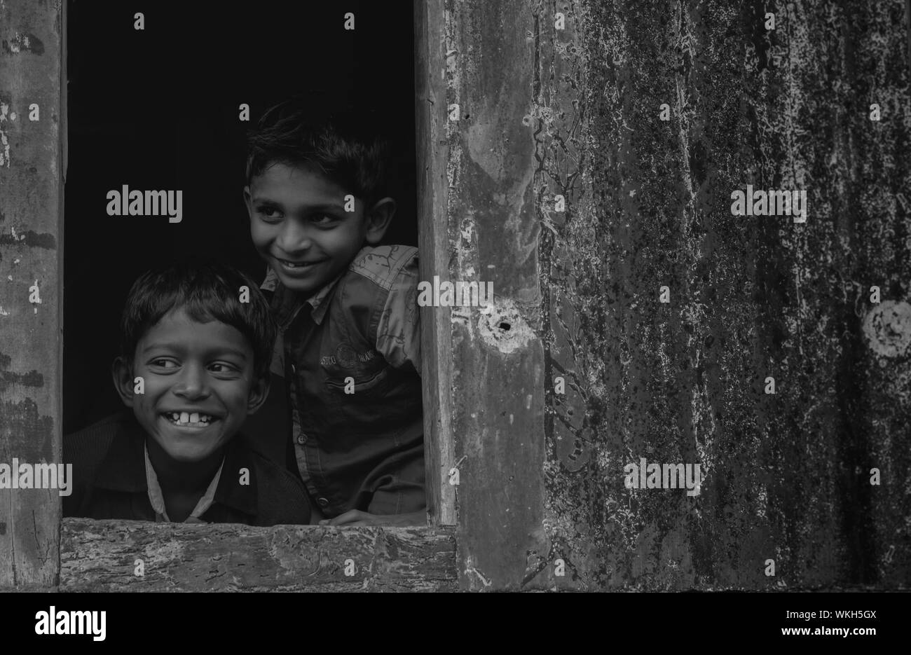 Portrait of two boys smiling hi-res stock photography and images - Alamy