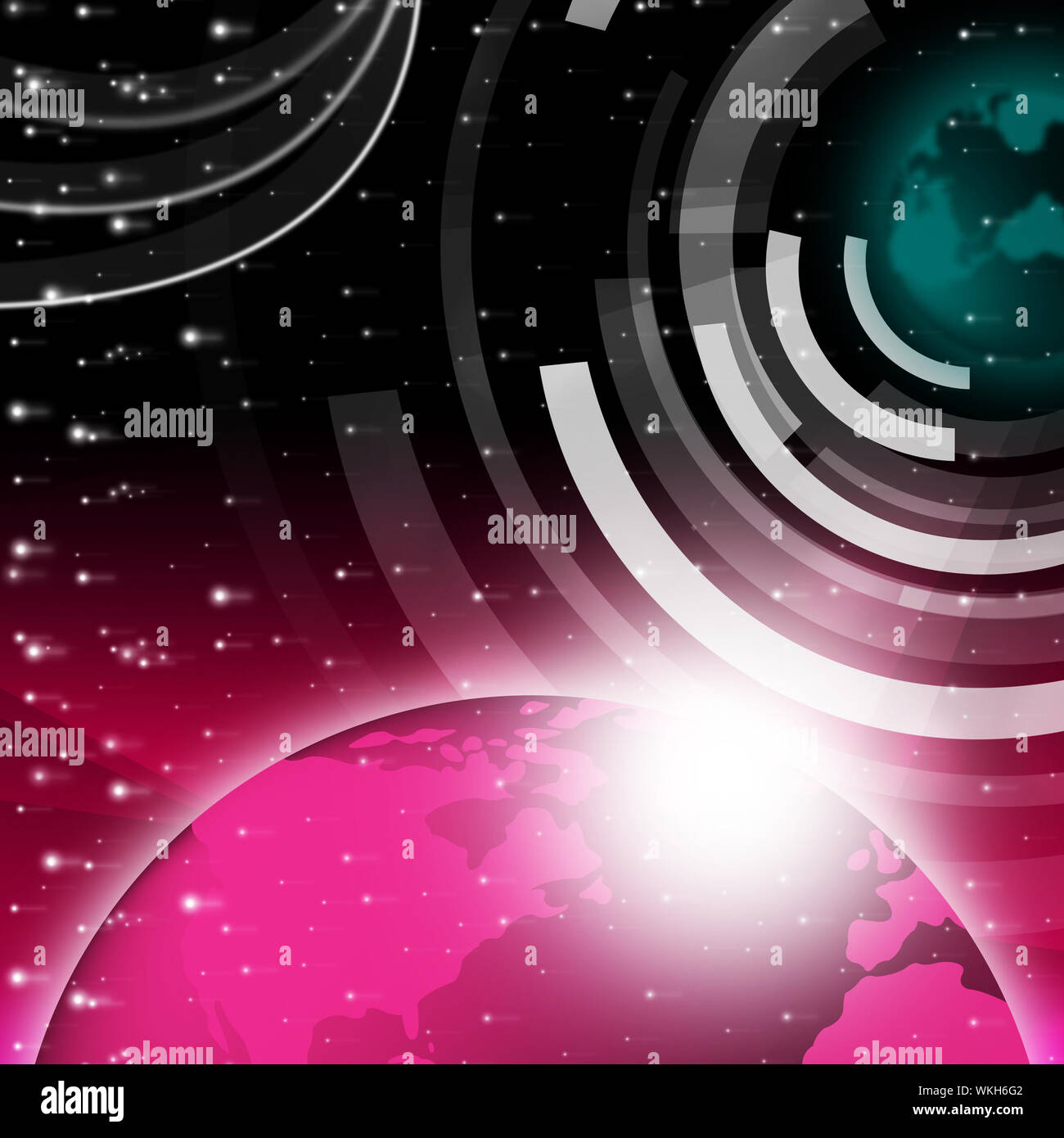 Planet Background Showing Sending And Receiving Data Stock Photo - Alamy