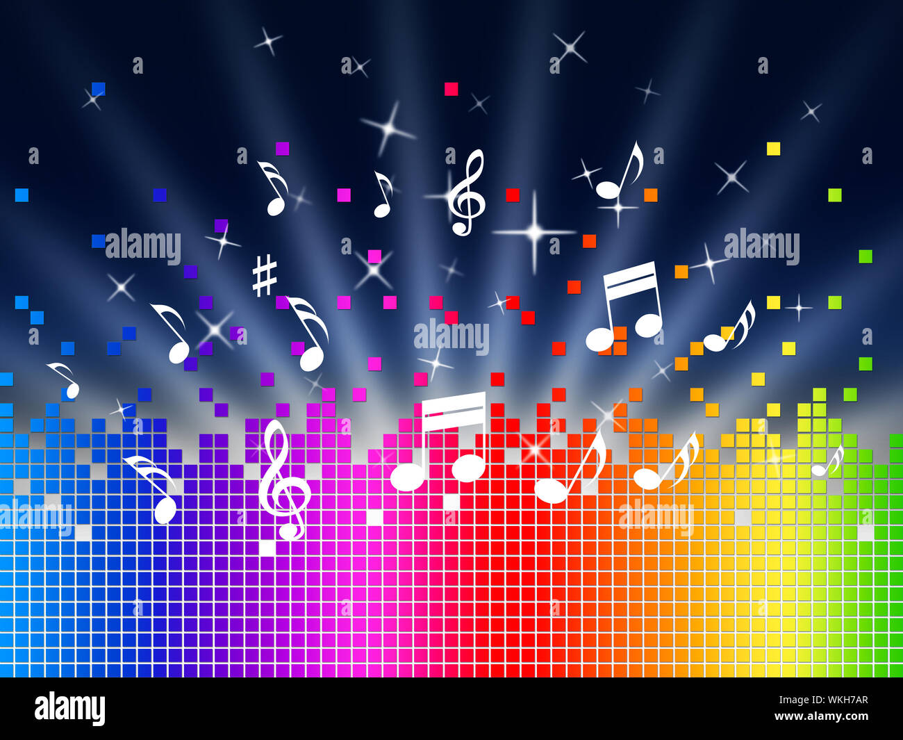 Rainbow Music Background Showing Harmony Sounddwaves Or Piece Stock ...