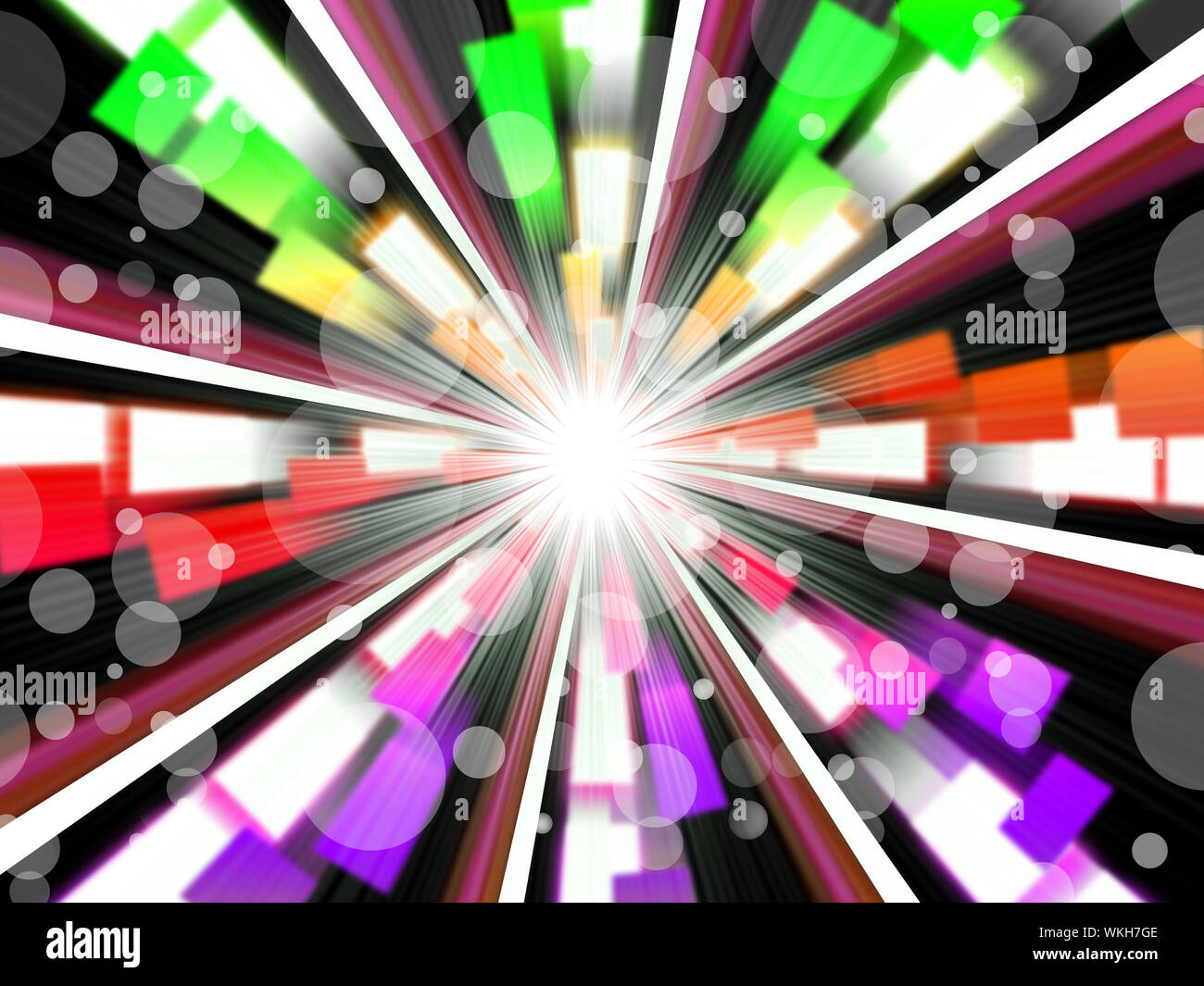 Wheel Background Showing Rainbow Beams And Bubbles Stock Photo - Alamy