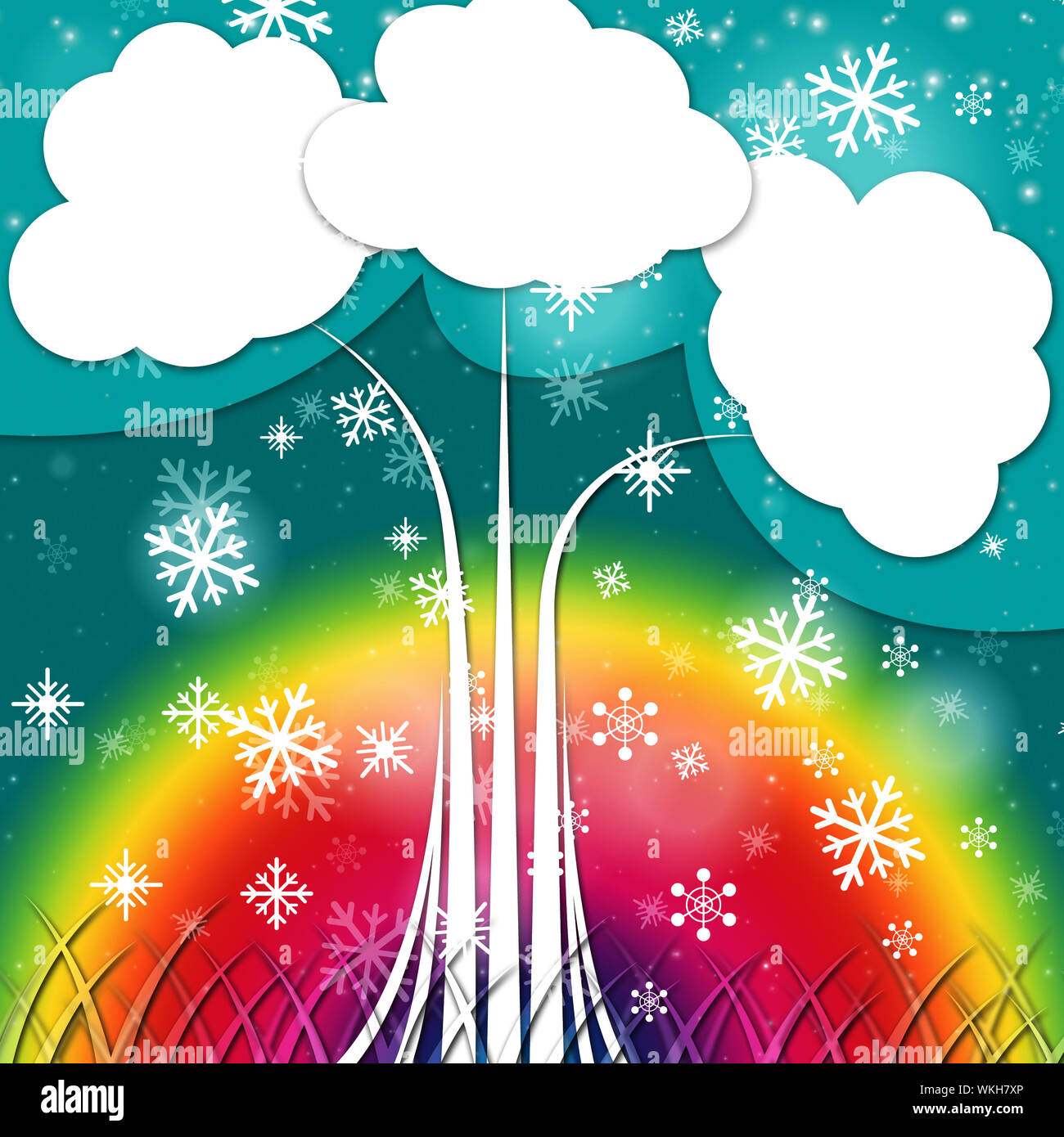 Tree Background Showing Sun Snowflakes And Nature Stock Photo - Alamy