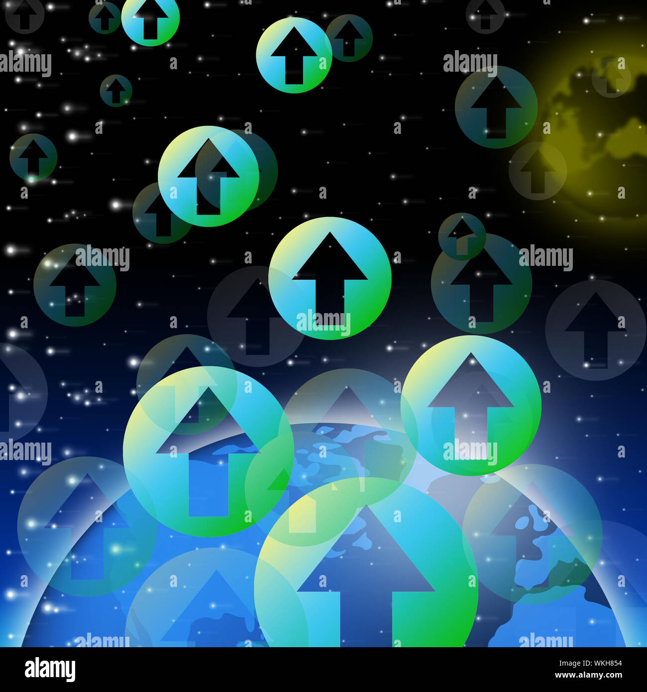 Solar System Arrows Showing Moving Up And Space Stock Photo - Alamy