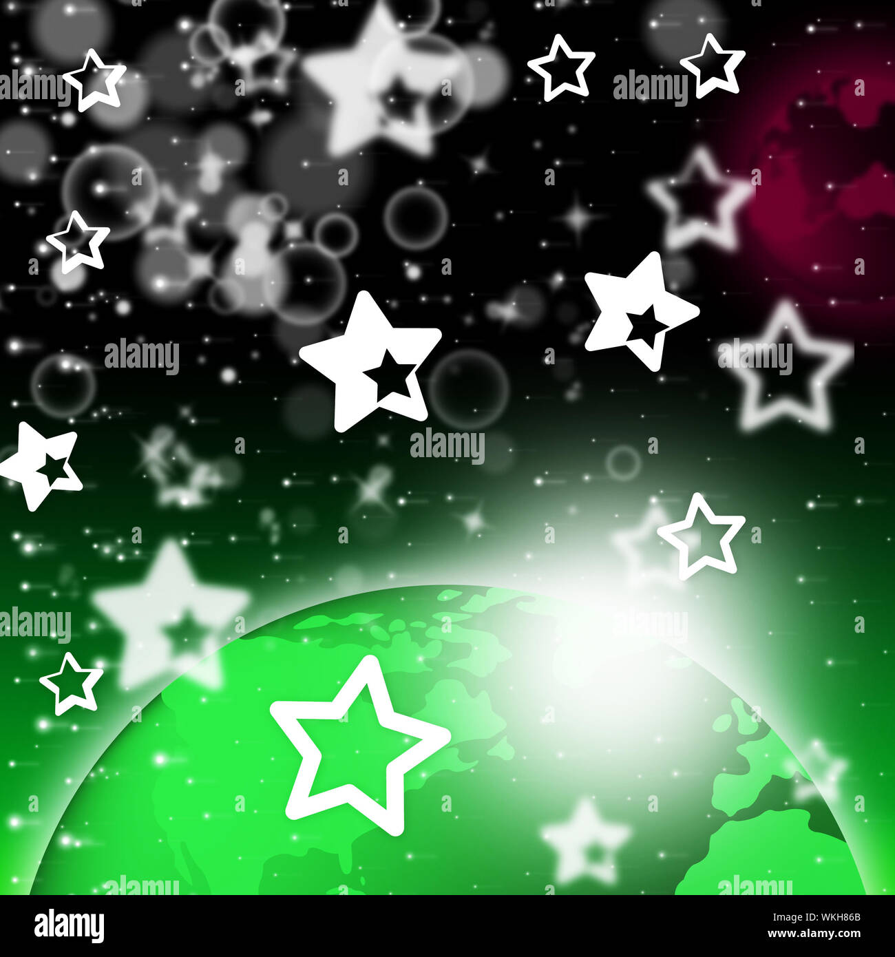 Green Planet Background Showing Stars And Celestial Bodies Stock Photo ...