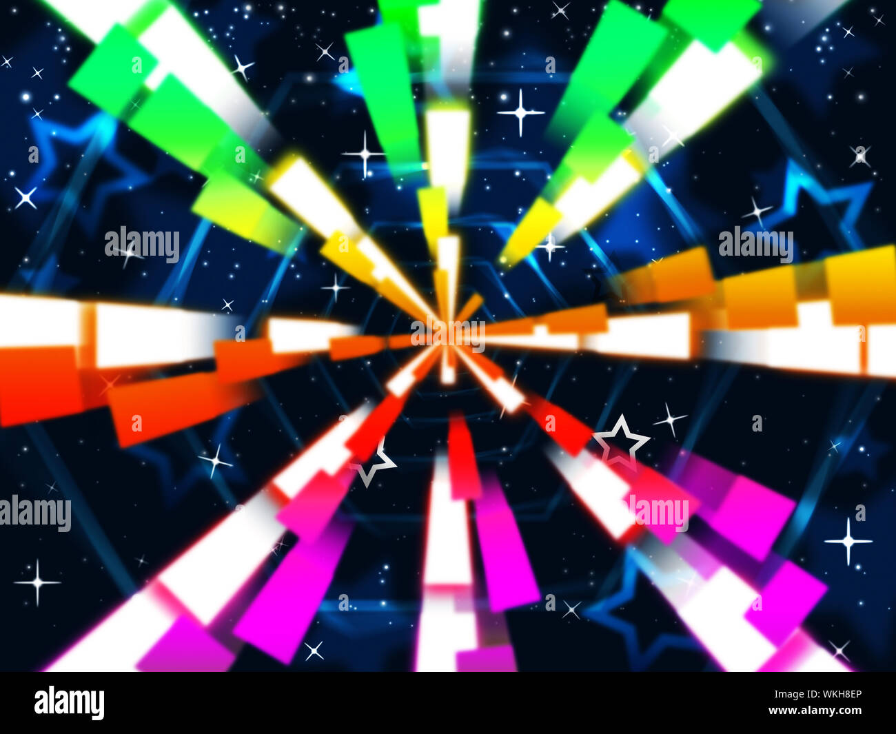 Colorful Beams Background Meaning Stars And Hexagonal Stock Photo - Alamy