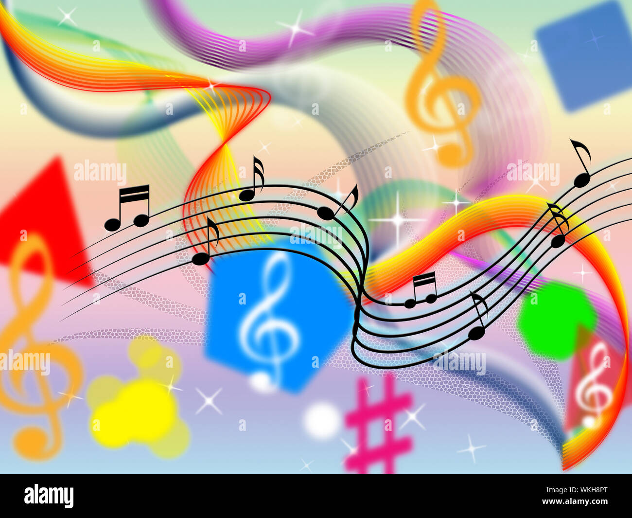 Music Background Meaning Classical Pop And Colorful Ribbons Stock Photo ...