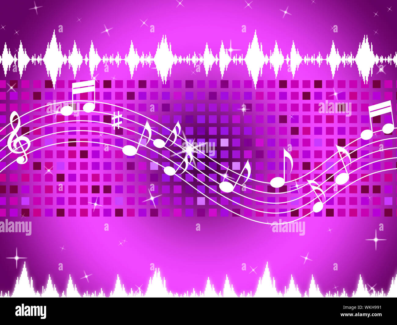 Purple Music Background Meaning Sparkling Sqaures And Party Stock Photo ...