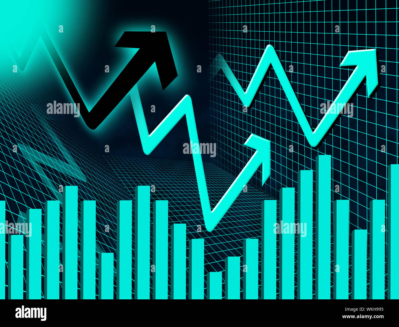 Blue Arrows Background Meaning Up Increase And Graph Stock Photo - Alamy