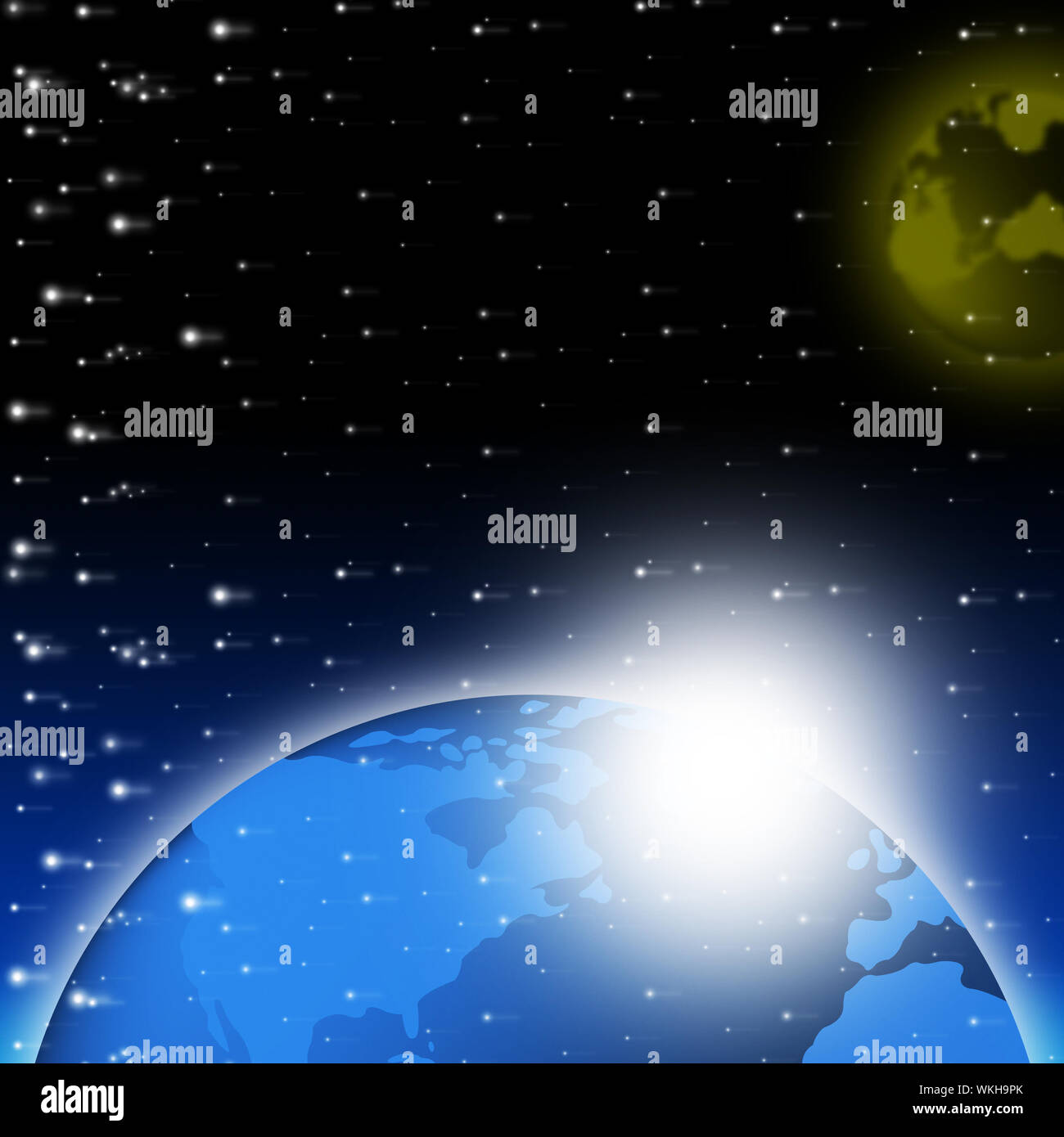 Blue Earth Background Showing Glowing Planet And Space Stock Photo - Alamy