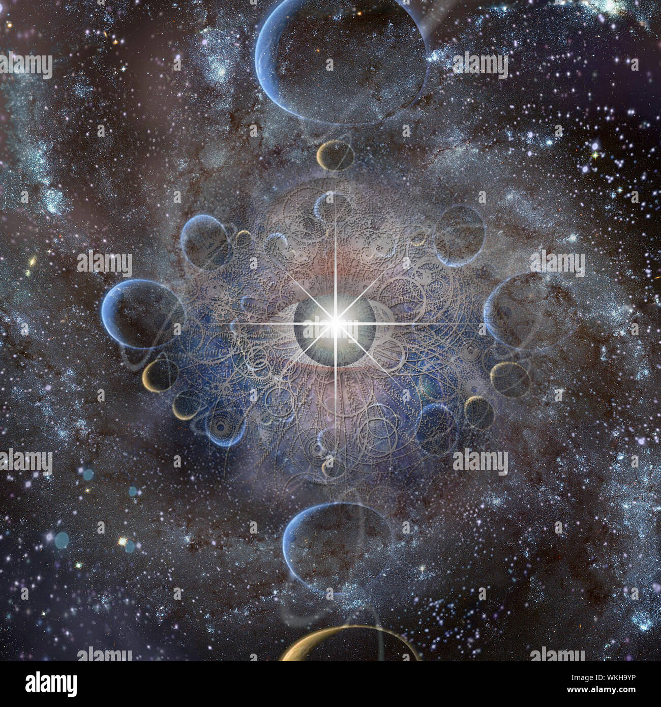 Surreal composition. Eternal Eye in Endless Space Stock Photo - Alamy