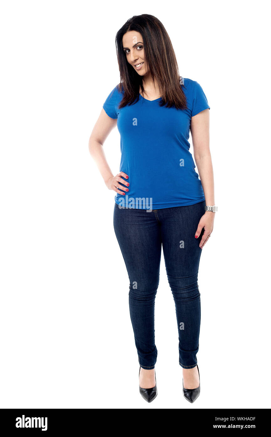 Full length portrait of a female model posing casually Stock Photo - Alamy