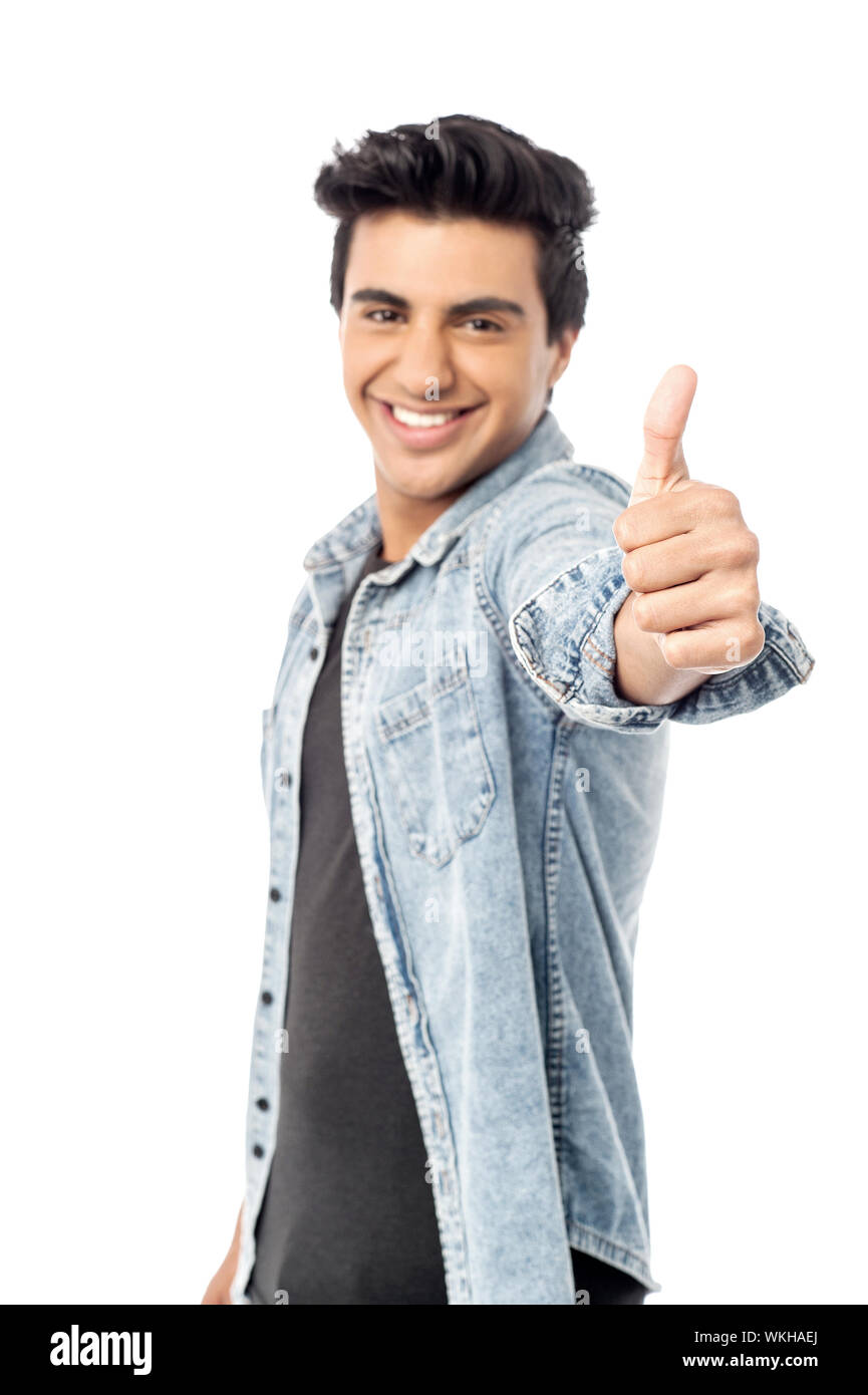 Guy gesturing thumbs up hi-res stock photography and images - Alamy
