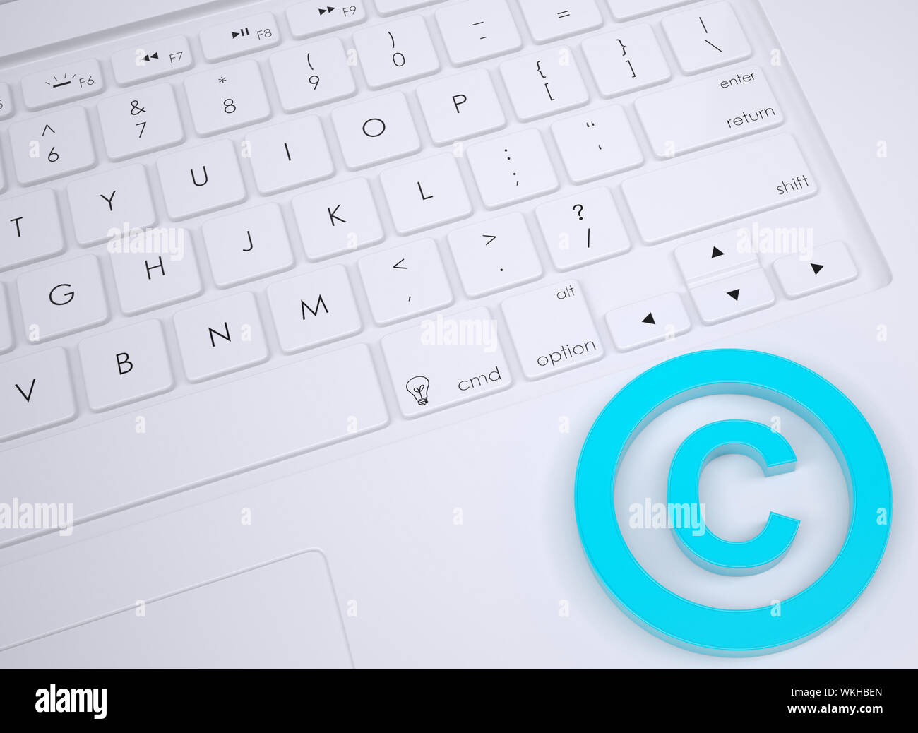 Copyrighting symbol on the keyboard. View from above Stock Photo - Alamy
