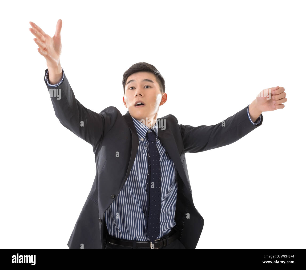 Business conductor man, closeup portrait on white background Stock ...