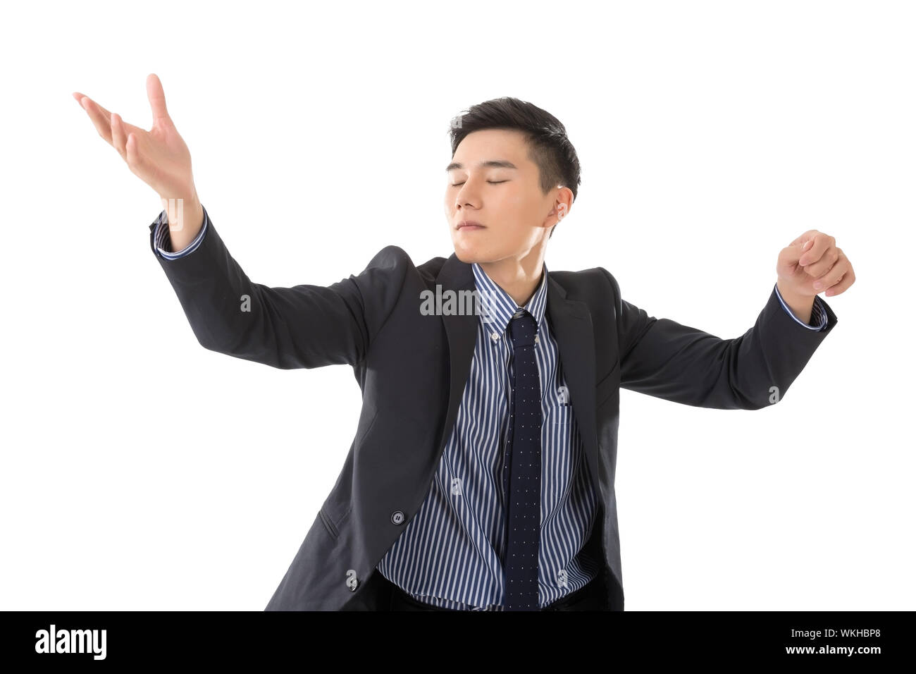 Business conductor man, closeup portrait on white background Stock ...