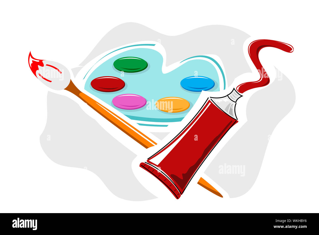 illustration of art plate with colors on white background Stock Photo ...