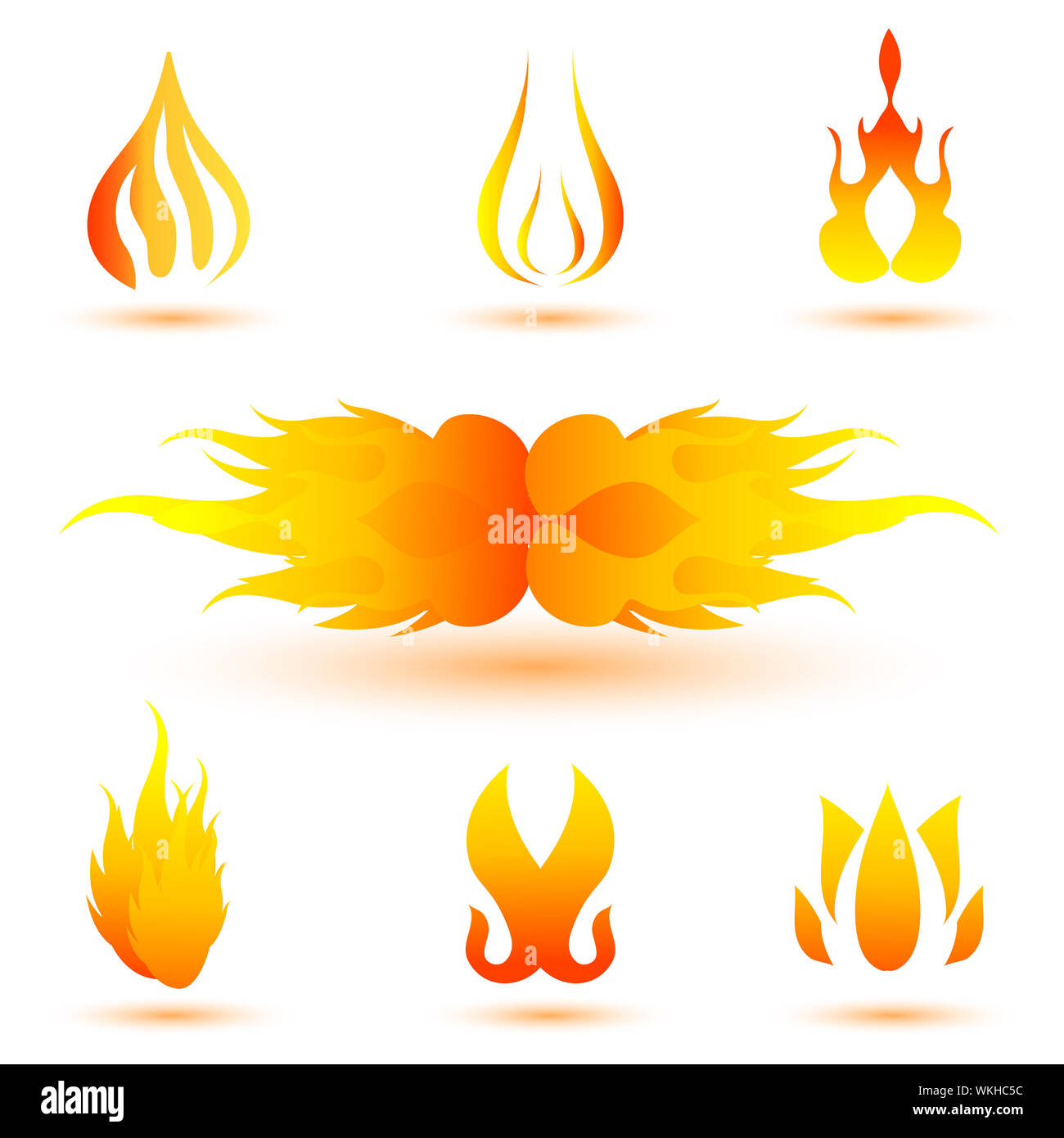 illustration of shapes of fire on white background Stock Photo - Alamy