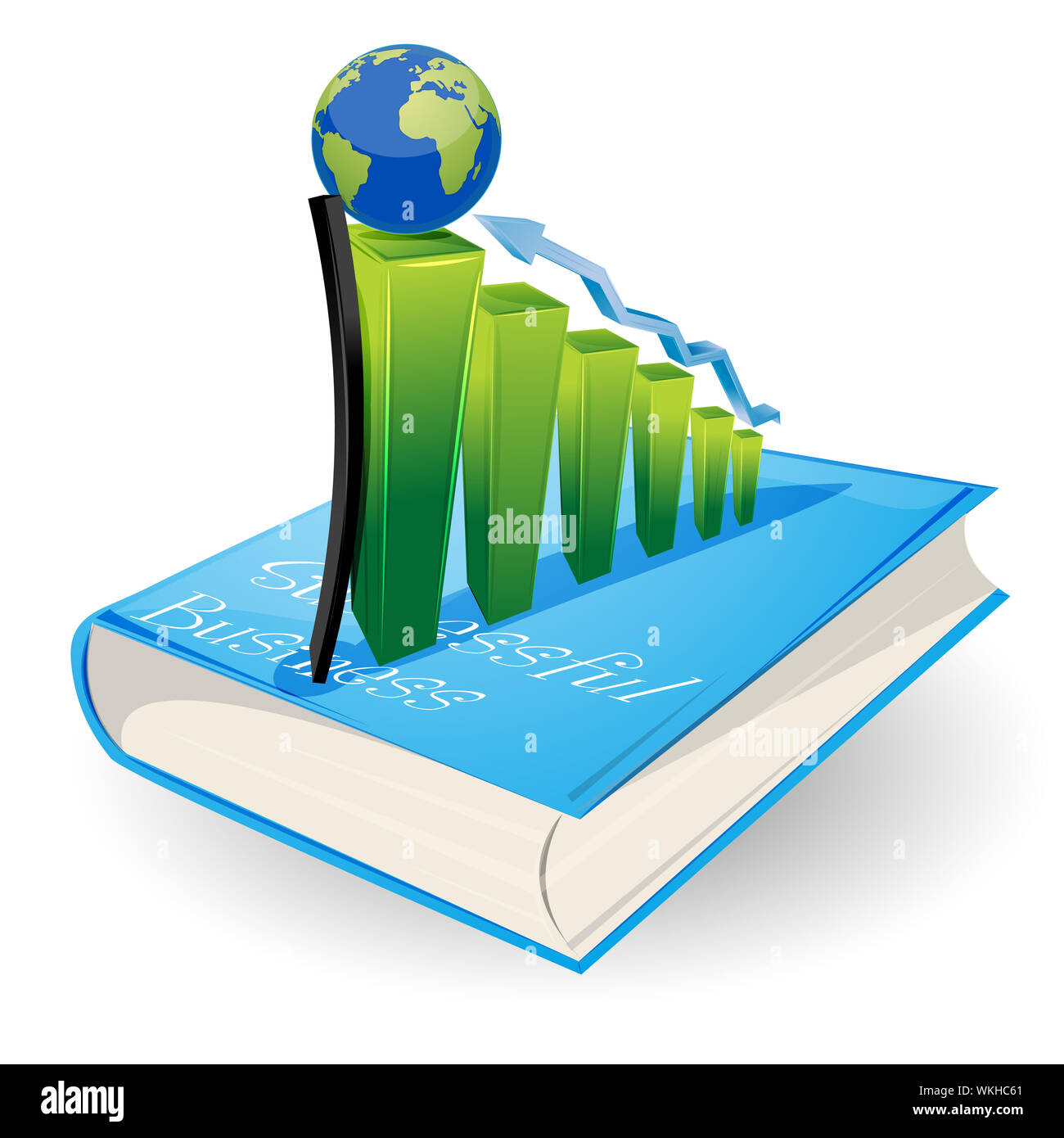 illustration of business card with graph globe and book on white ...
