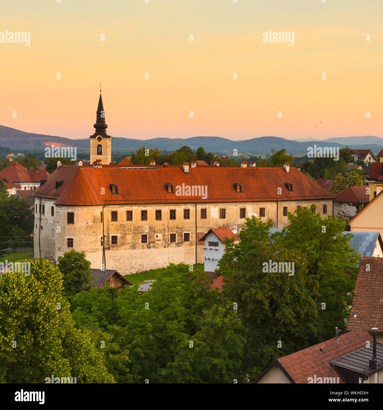 Panorama of Metlika, town and municipality in the southeastern Slovenia ...