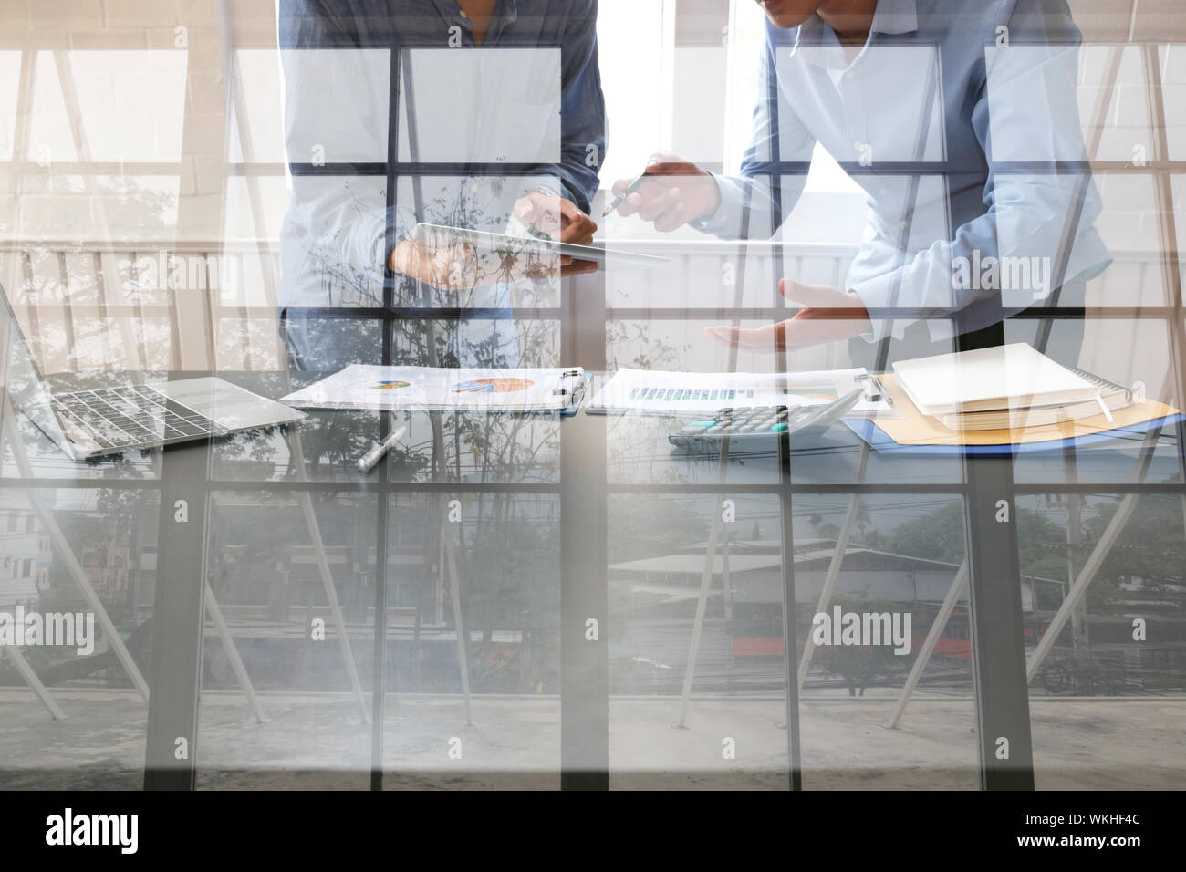 business people have a meeting. businessman using tablet working on ...