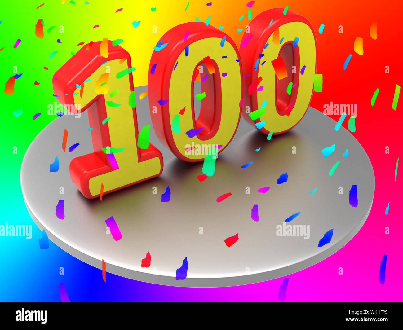 One Hundredth Indicating Happy Anniversary And Party Stock Photo - Alamy