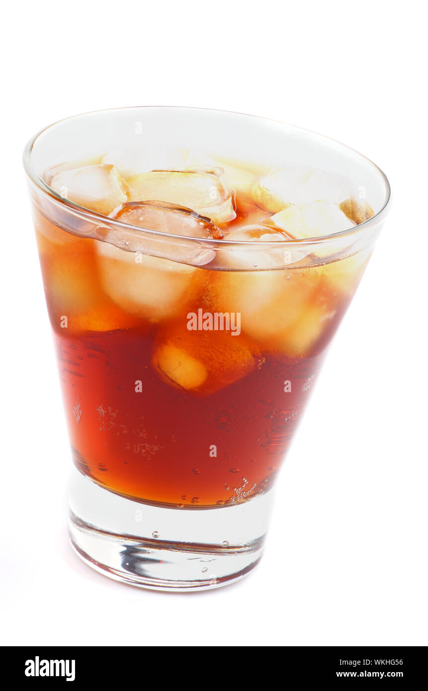 Iced Cold Cola in Glass isolated on white background Stock Photo - Alamy