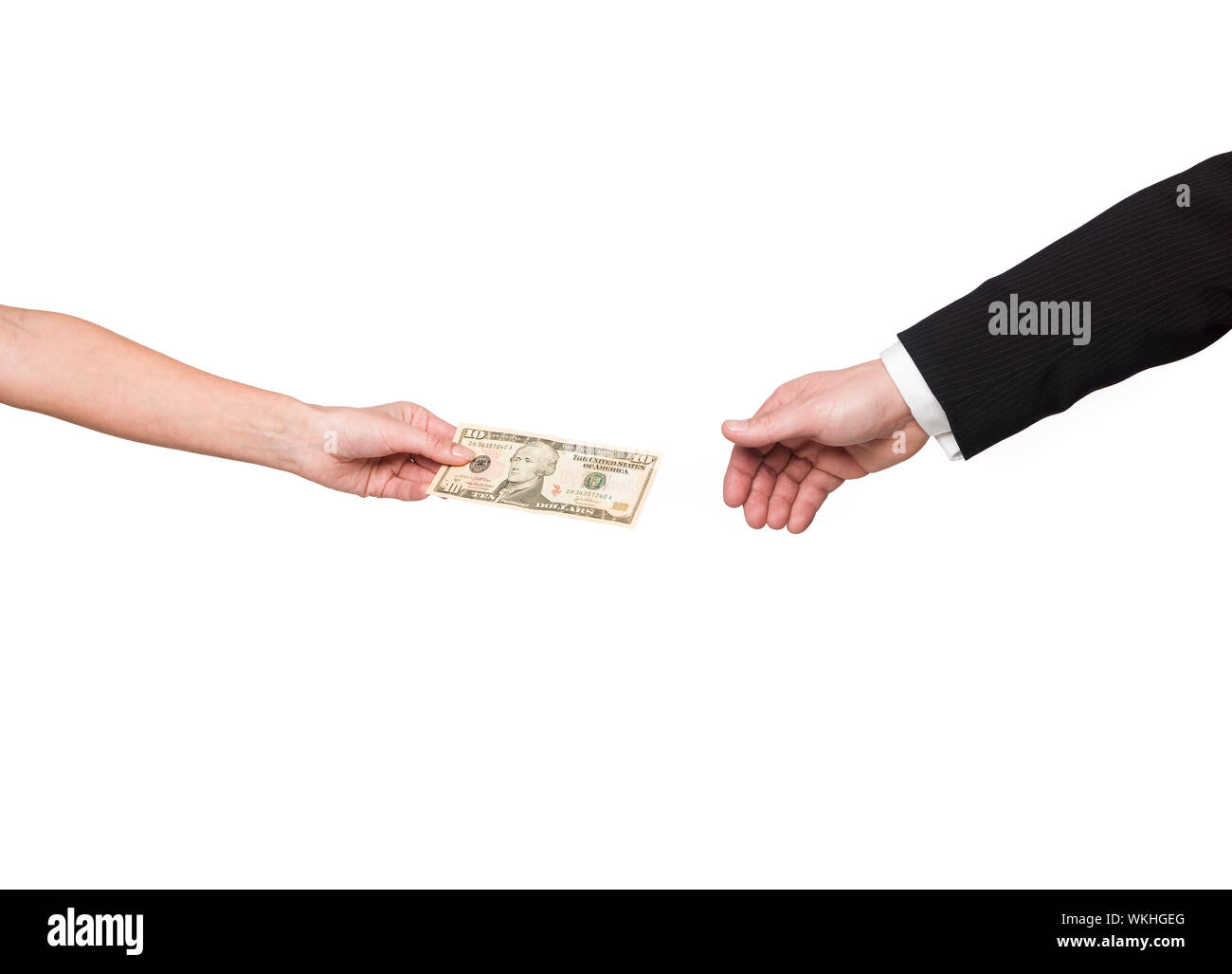 Giving away a dollar-bill Stock Photo - Alamy