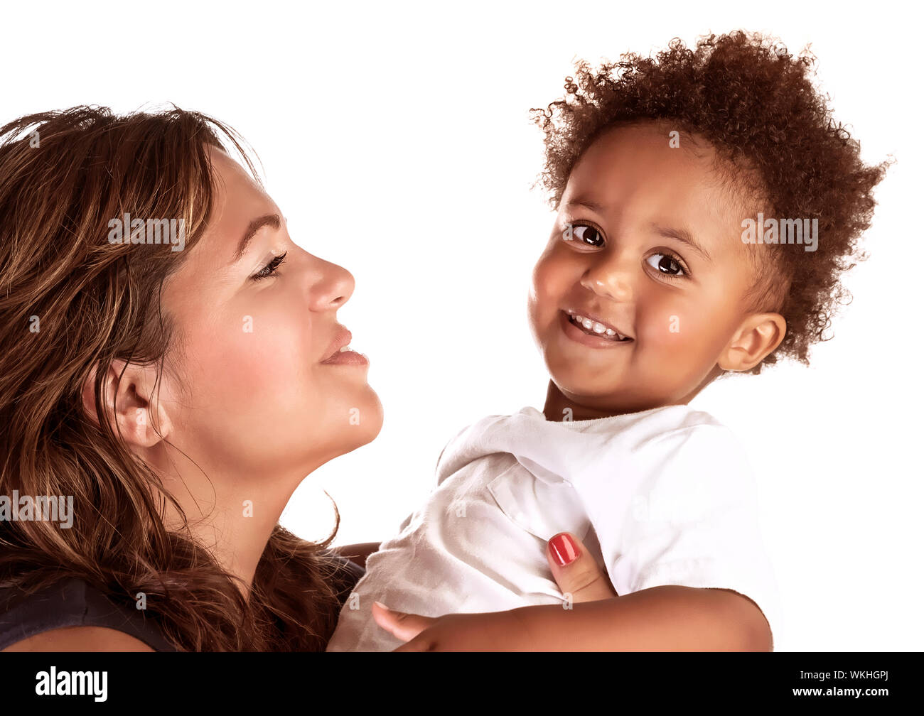 Closeup portrait of happy cheerful African family isolated on white ...