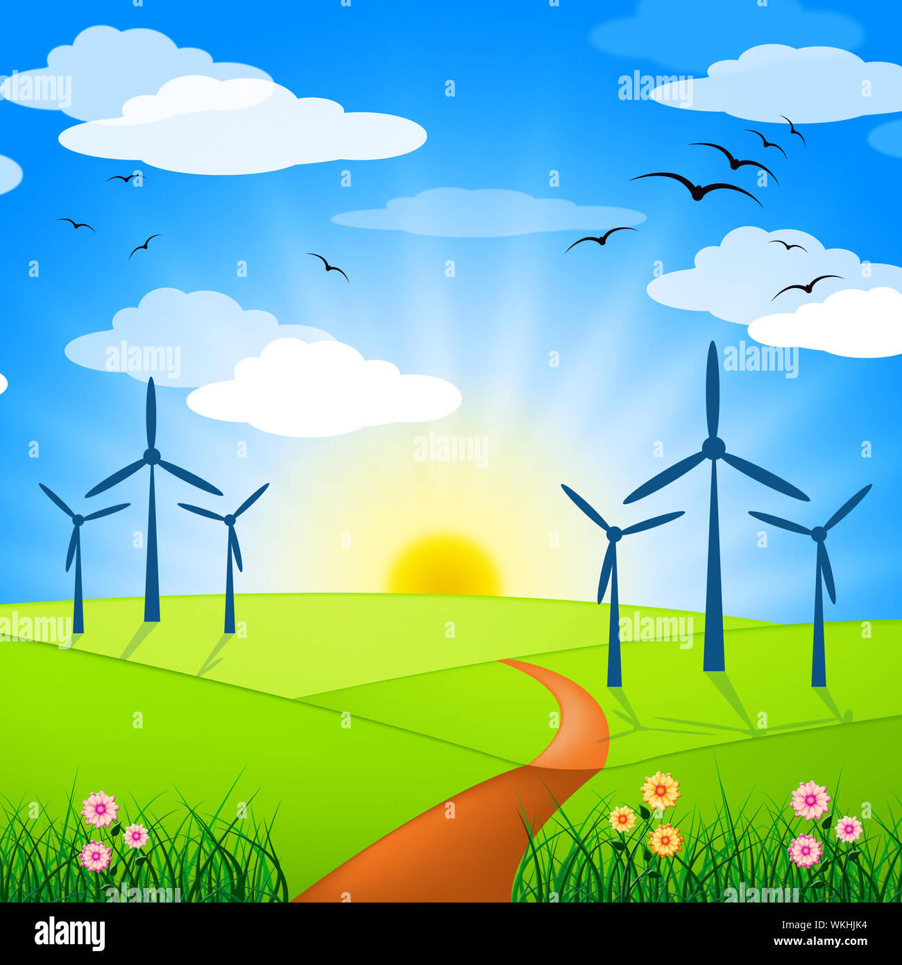 Wind Power Showing Renewable Resource And Turbine Stock Photo - Alamy