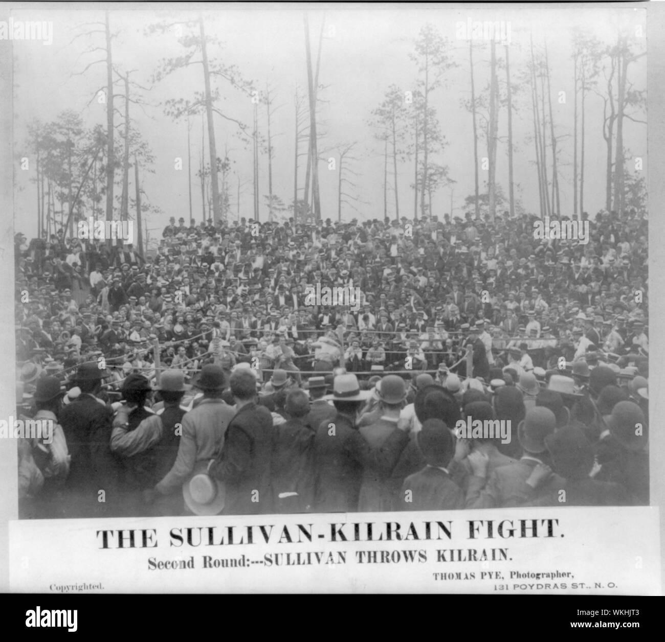 John Lawrence Sullivan, 1858-1918, in clinch during Jake Kilrain fight ...
