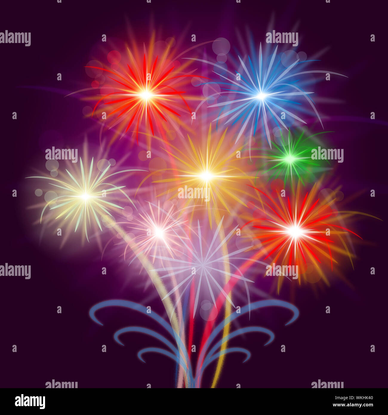 Fireworks Celebrate Meaning Night Sky And Celebrating Stock Photo - Alamy