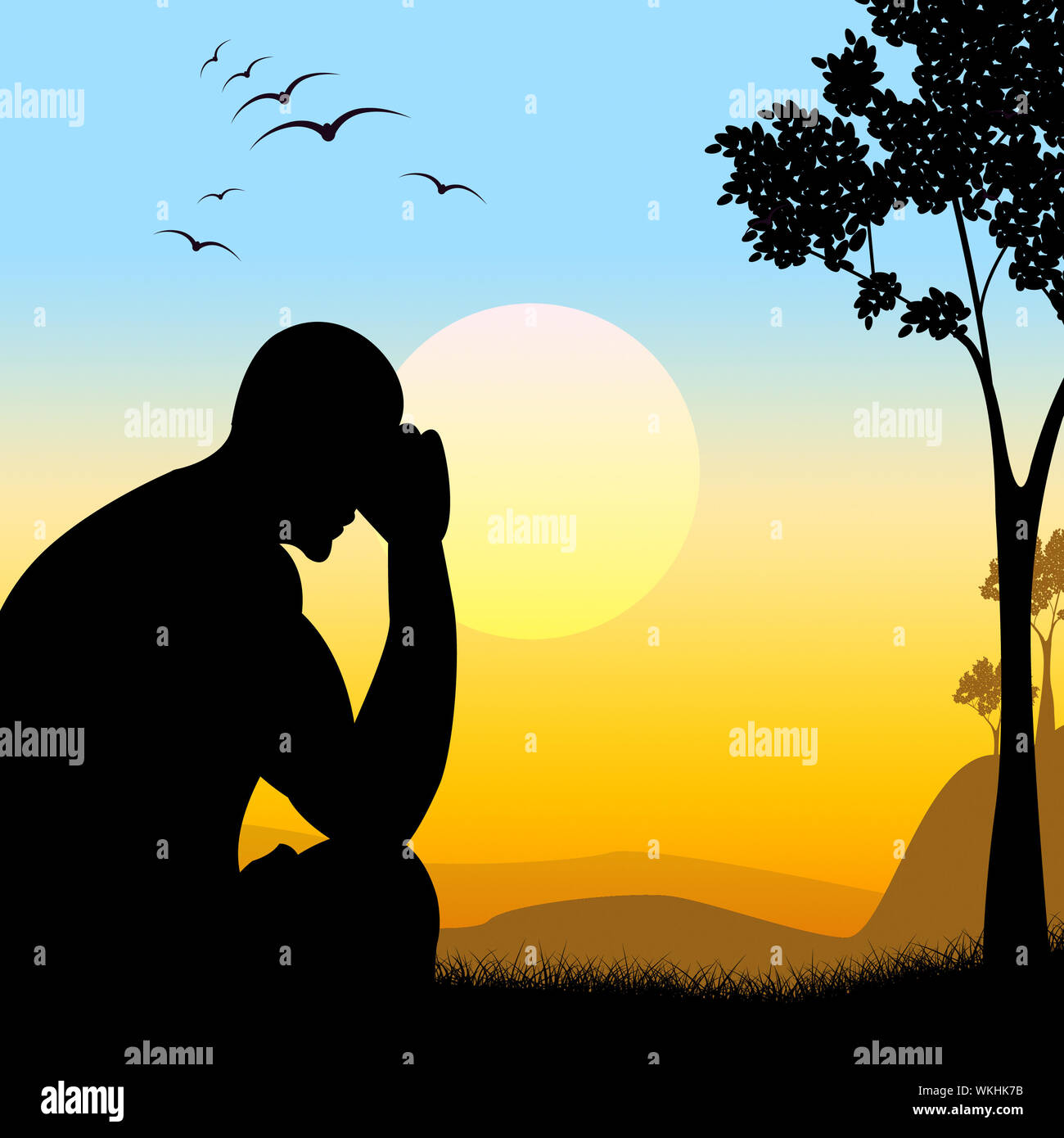 Man Depressed Indicating Lost Hope And Desperation Stock Photo - Alamy
