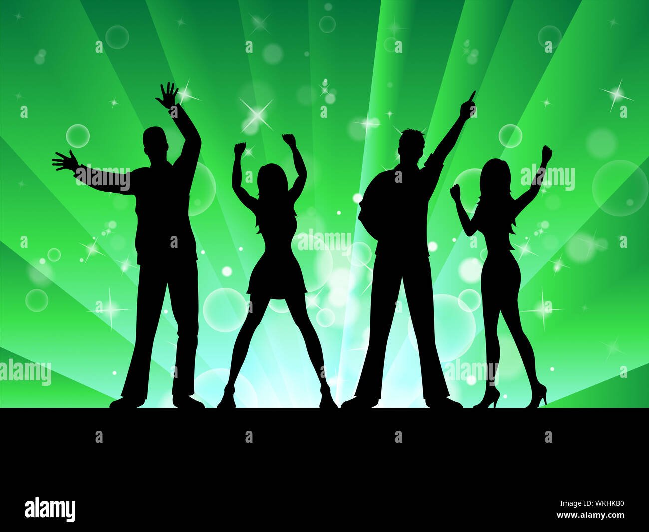 Silhouette Dancing Showing Dancer Friends And Discotheque Stock Photo ...