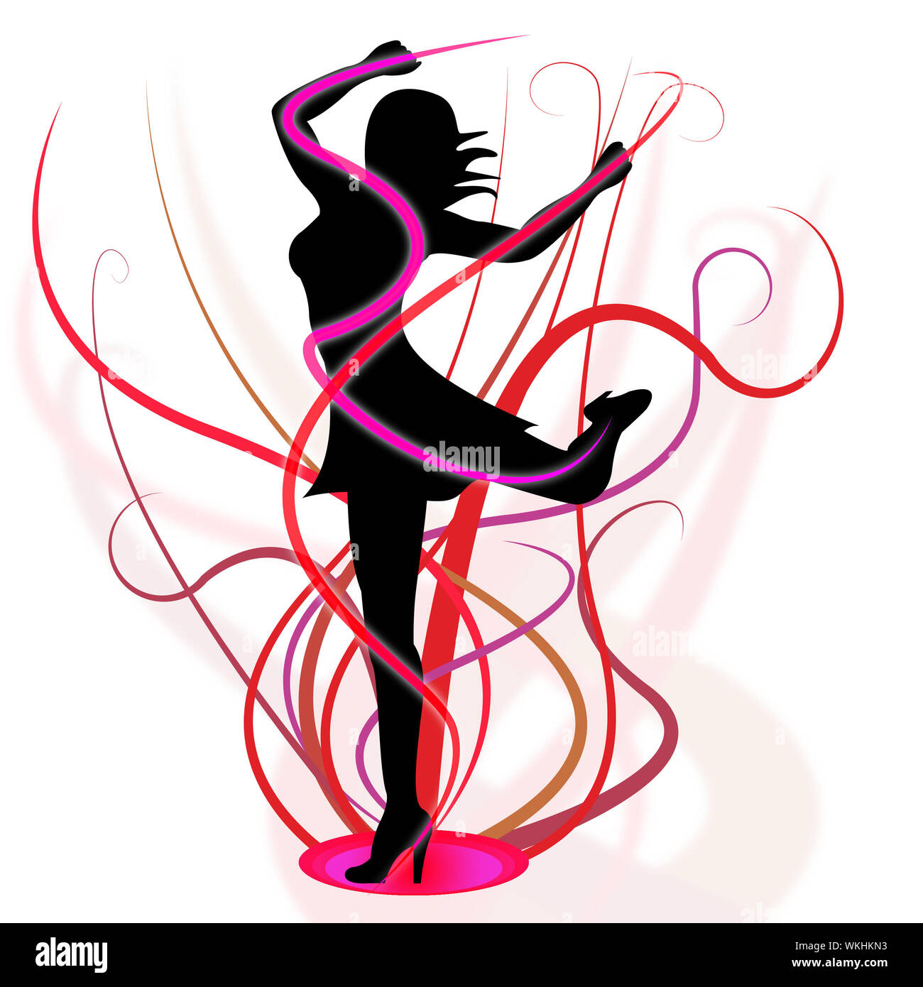 Aerobics Swirl Representing Young Woman And Female Stock Photo - Alamy