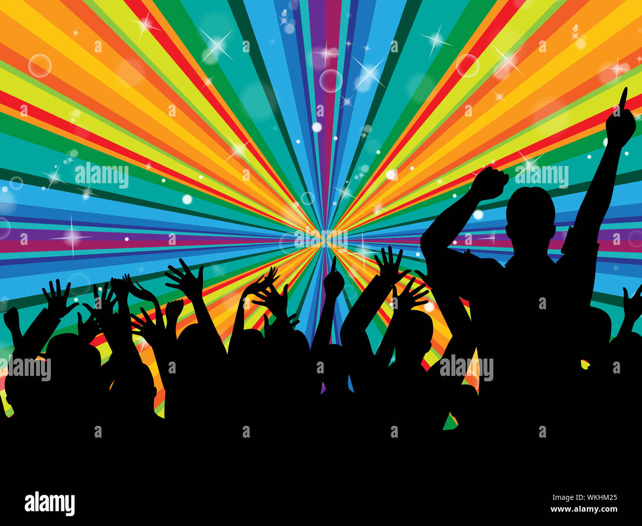 Silhouettes Disco Showing Radiance Ray And Celebration Stock Photo - Alamy