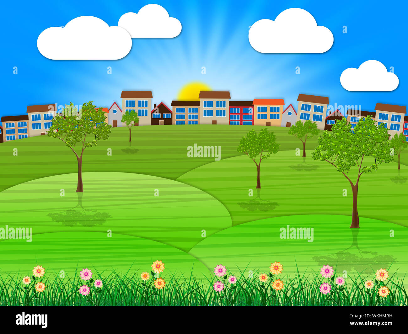 Landscape Summer Representing Summertime Meadows And Scene Stock Photo ...
