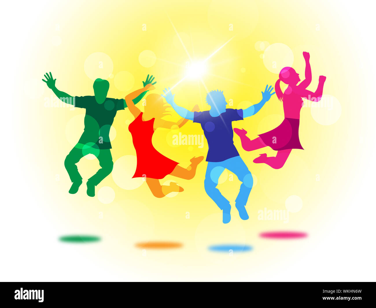 Jumping Joy Representing Youth Summer And Children Stock Photo - Alamy