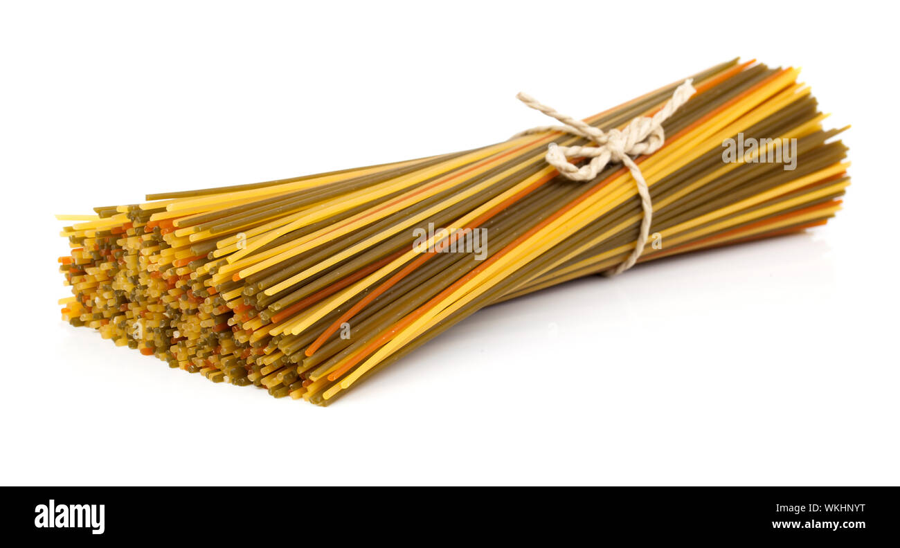 colorful long pasta, isolated on white background Stock Photo - Alamy